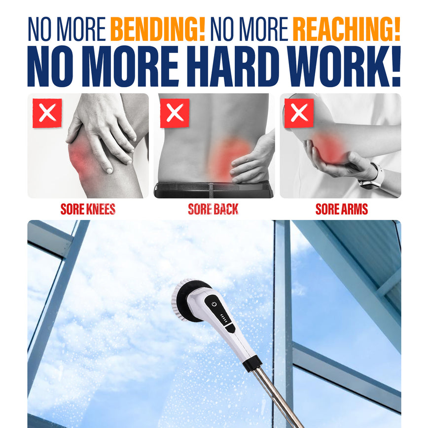 KRAPOF® Electric Cordless Tough Scrub Excel with 7 Replaceable Cleanin ...