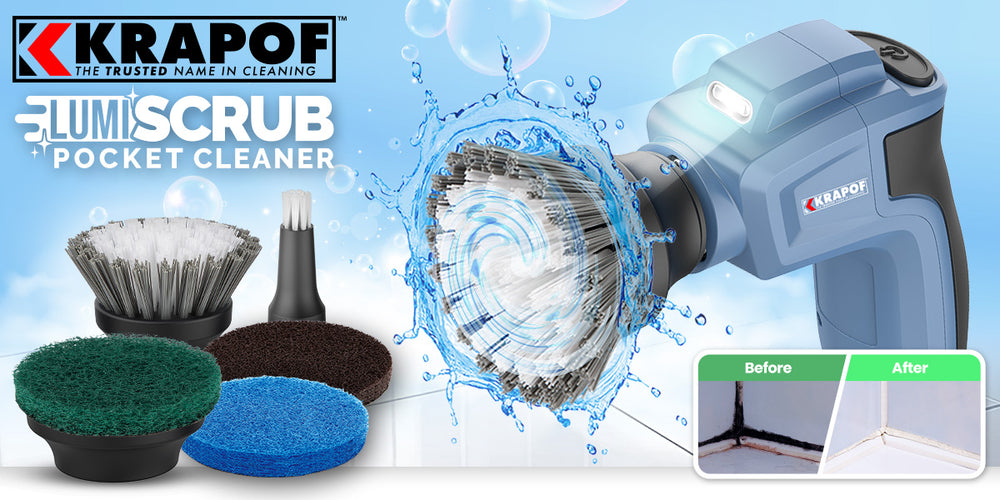 KRAPOF® Electric Lumi Power Scrubber Pocket Cleaner with 5 Replaceable ...