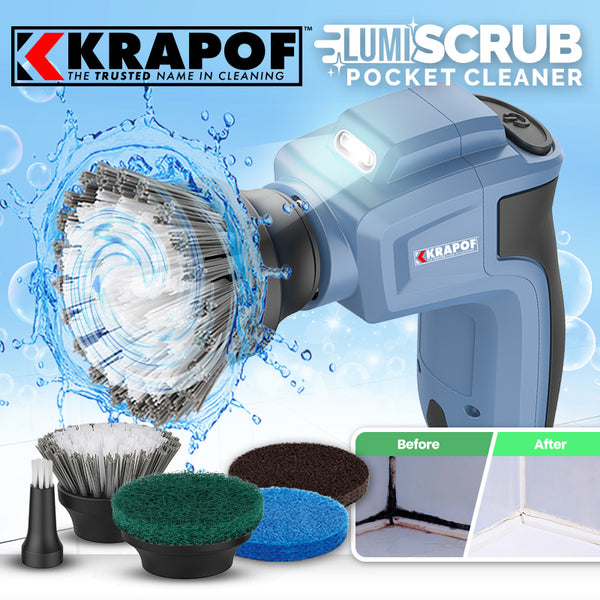 KRAPOF® Electric Lumi Power Scrubber Pocket Cleaner with 5 Replaceable ...