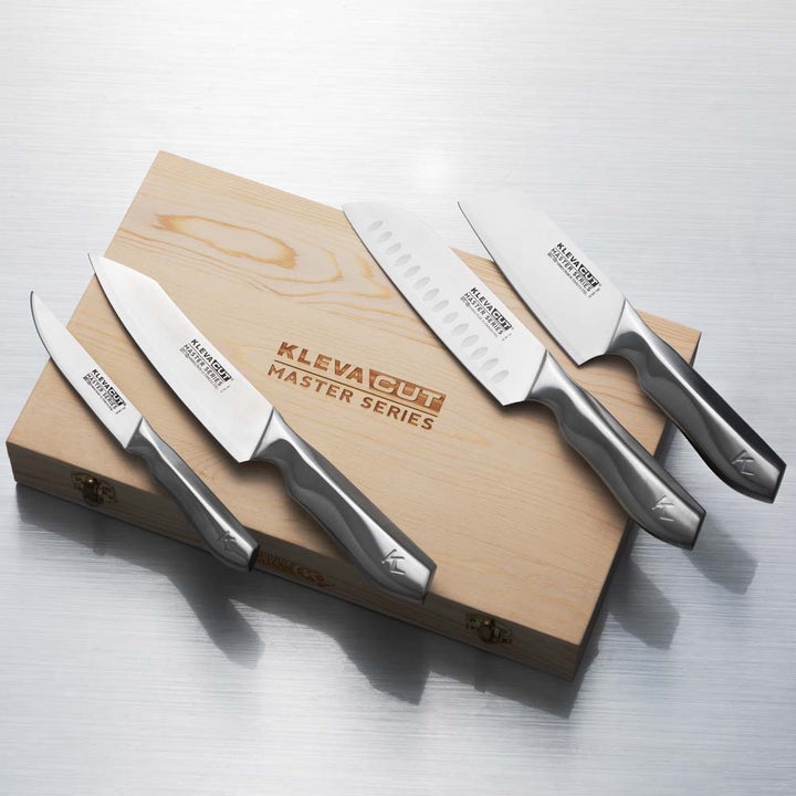 KlevaCut® LIMITED EDITION 4 Piece Premium Knife Set With BONUS Bamboo ...