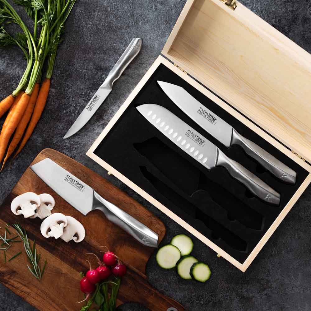KlevaCut® LIMITED EDITION 4 Piece Premium Knife Set With BONUS Bamboo ...