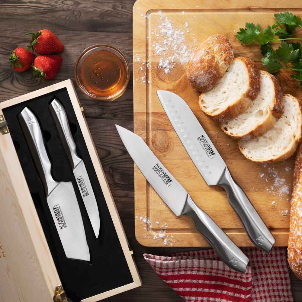 KlevaCut® LIMITED EDITION 4 Piece Premium Knife Set With BONUS Bamboo ...