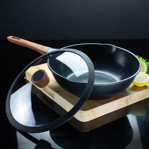 Diamond Earth® Wok + Glass Lid - 30cm – Kleva Range | Life Just Got Better